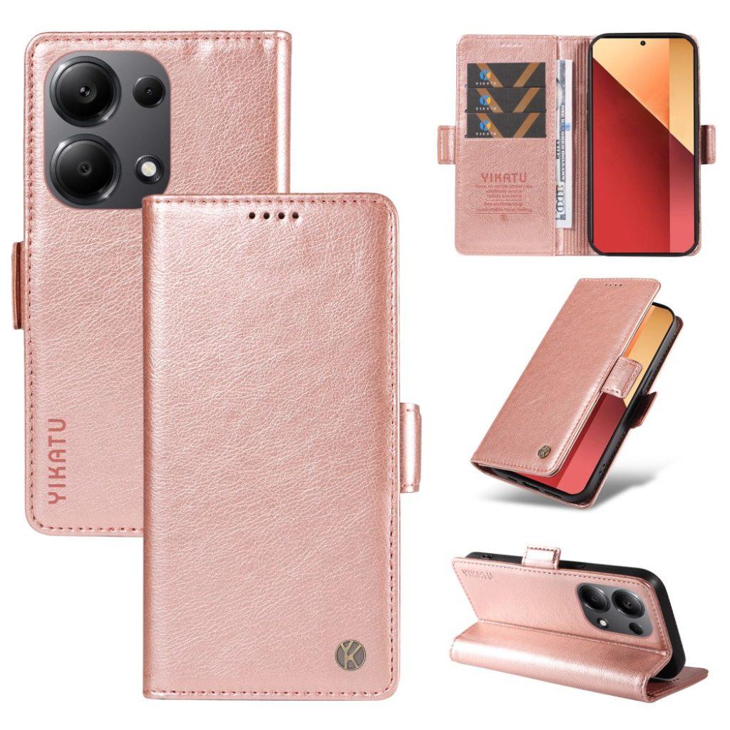 Xiaomi Redmi Note 13 Pro/Poco M6 Pro YIKATU Leather Flip Cover with Wallet - Rose Gold (YK-007 ...