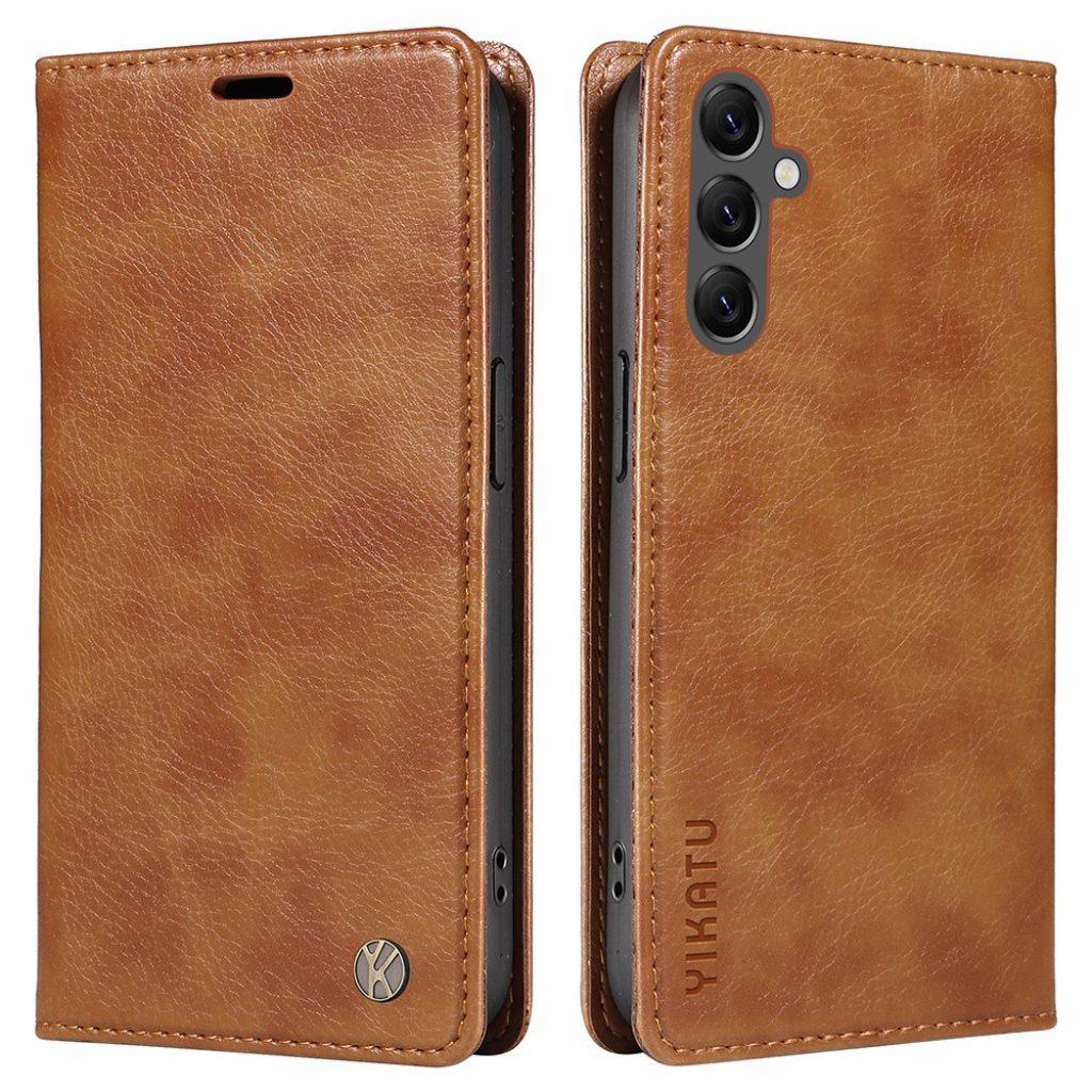 Samsung Galaxy A25 5G YIKATU Leather Flip Cover with Wallet - Brown (YK-006) - NewTech Mobile ...