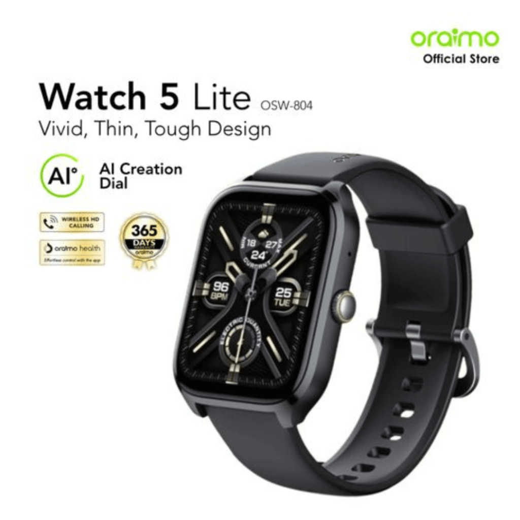 Oraimo Smart Watch 5 Lite OSW-804 - Black - NewTech Mobile Accessories