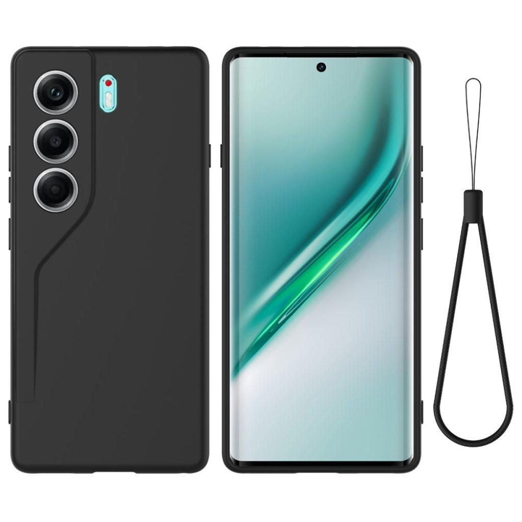 Tecno Camon 40 Pro 4G Liquid Silicone Cover with Hand Strap - Black ...