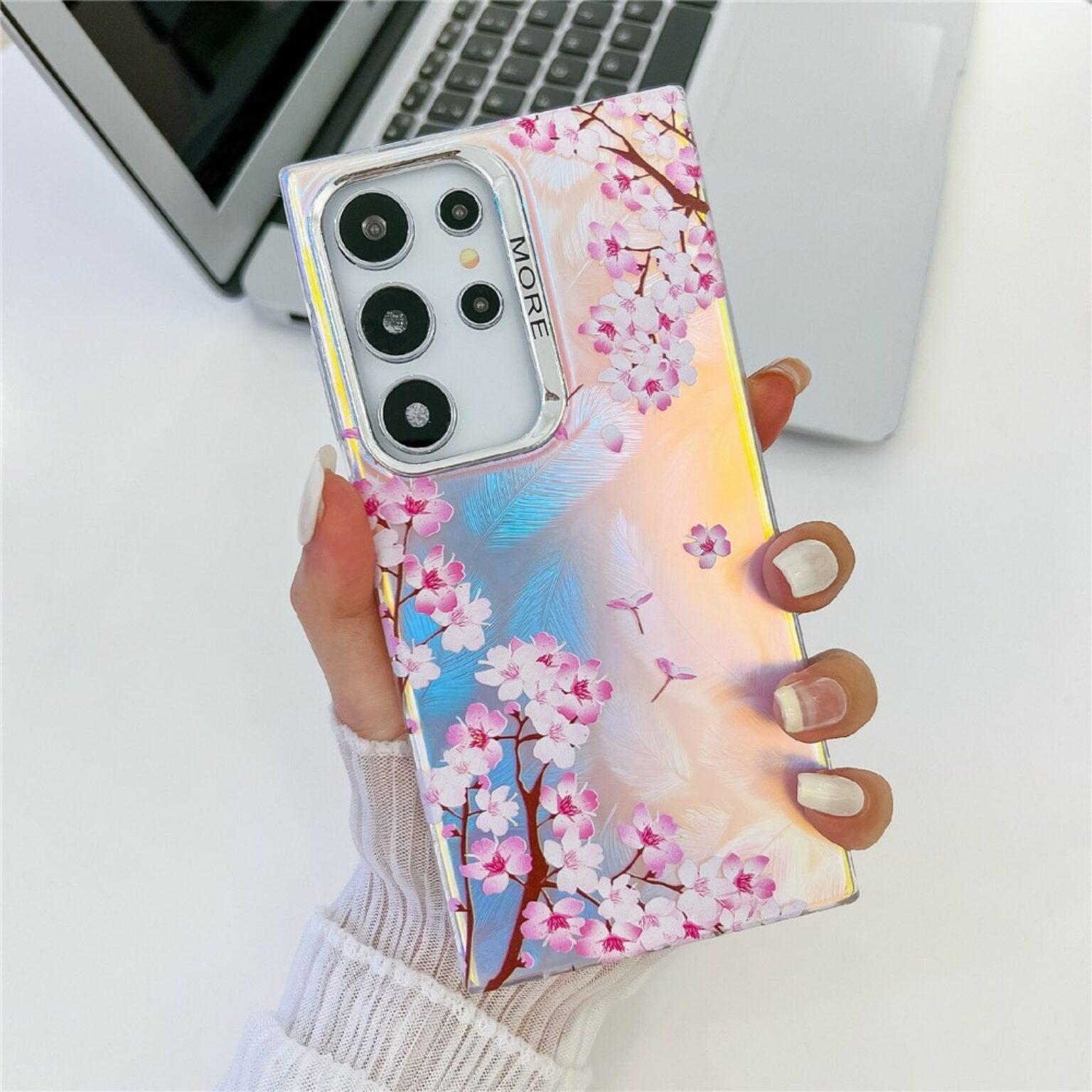 Samsung Galaxy S25 Ultra PC+TPU Protective Laser Flower Pattern Cover ...